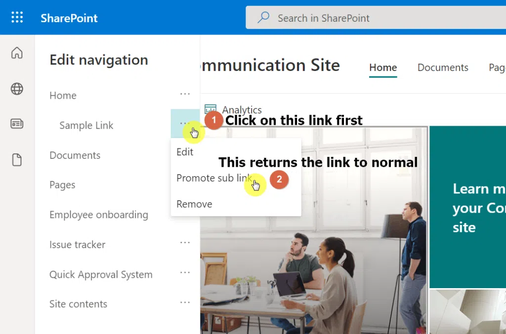 The SharePoint Online Quick Launch Navigation Menu 2025