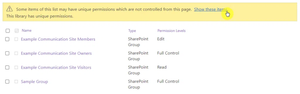 Show Items With Unique Permissions in SharePoint (Guide)
